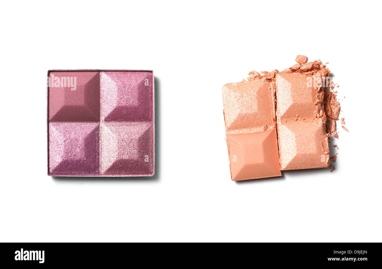 crumbled blusher compact cut out onto a white background Stock Photo ...