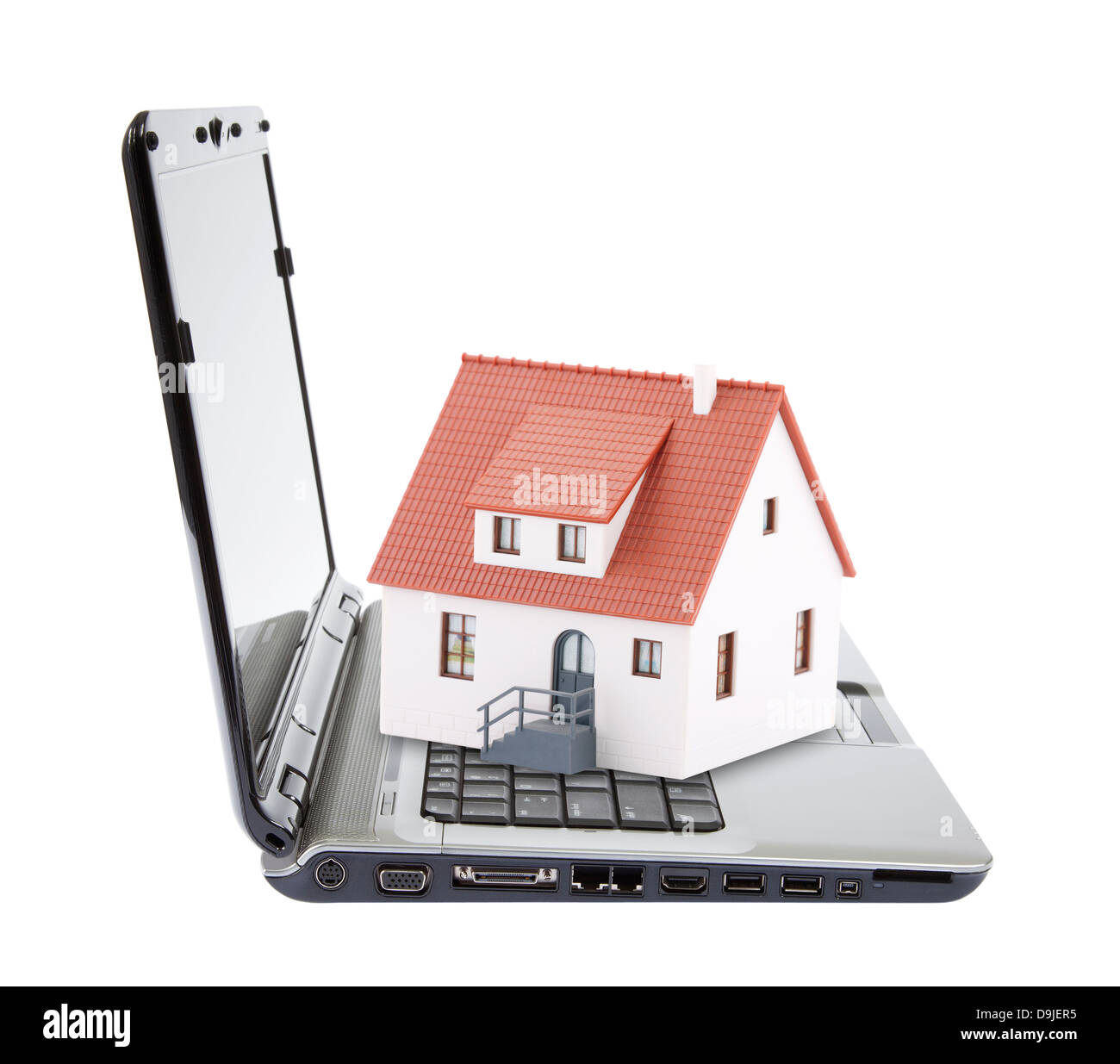 House on laptop isolated on white Stock Photo - Alamy