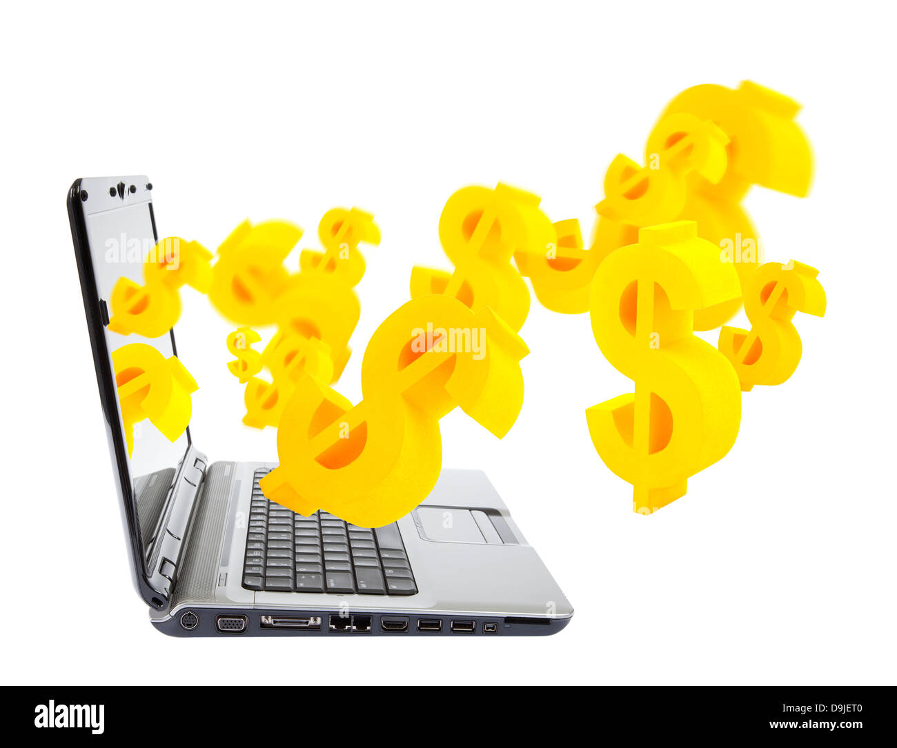 Online business.Laptop with dollar symbols Stock Photo - Alamy