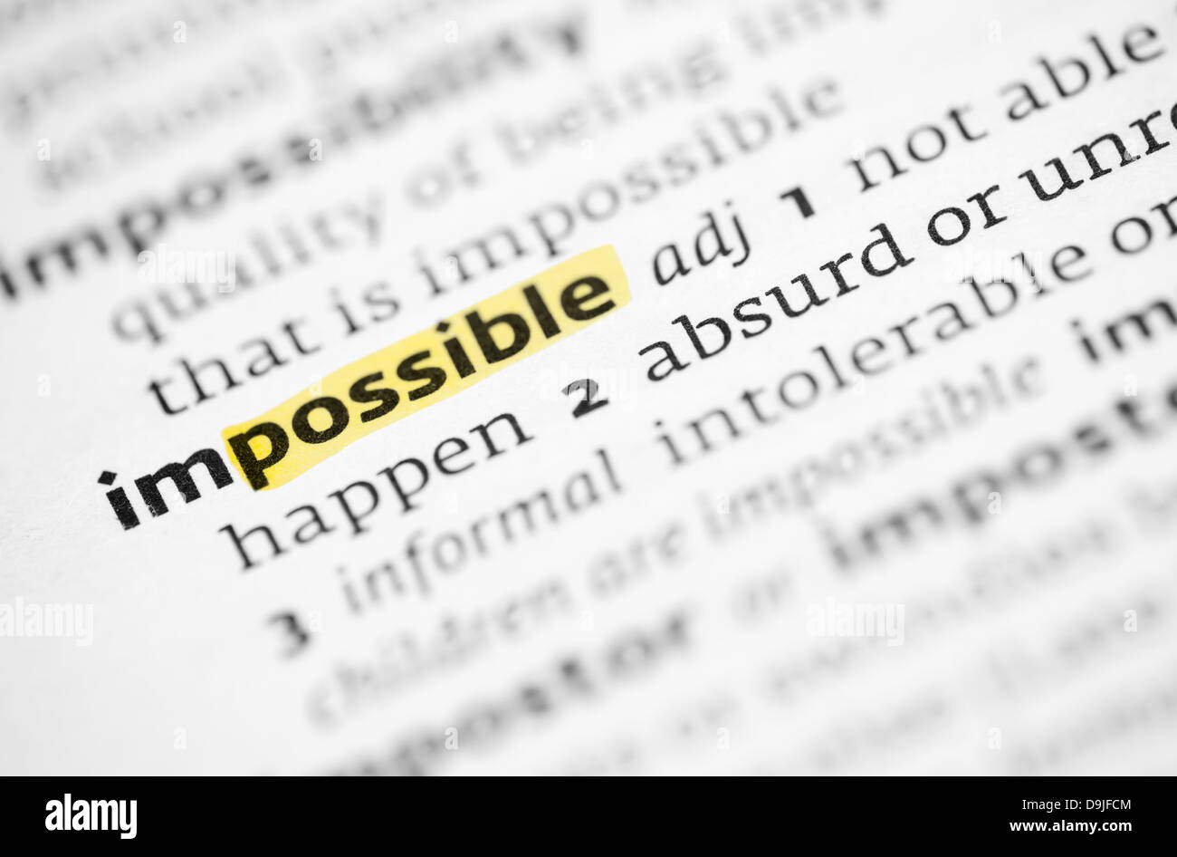 Possible concept with word impossible in a dictionary Stock Photo - Alamy