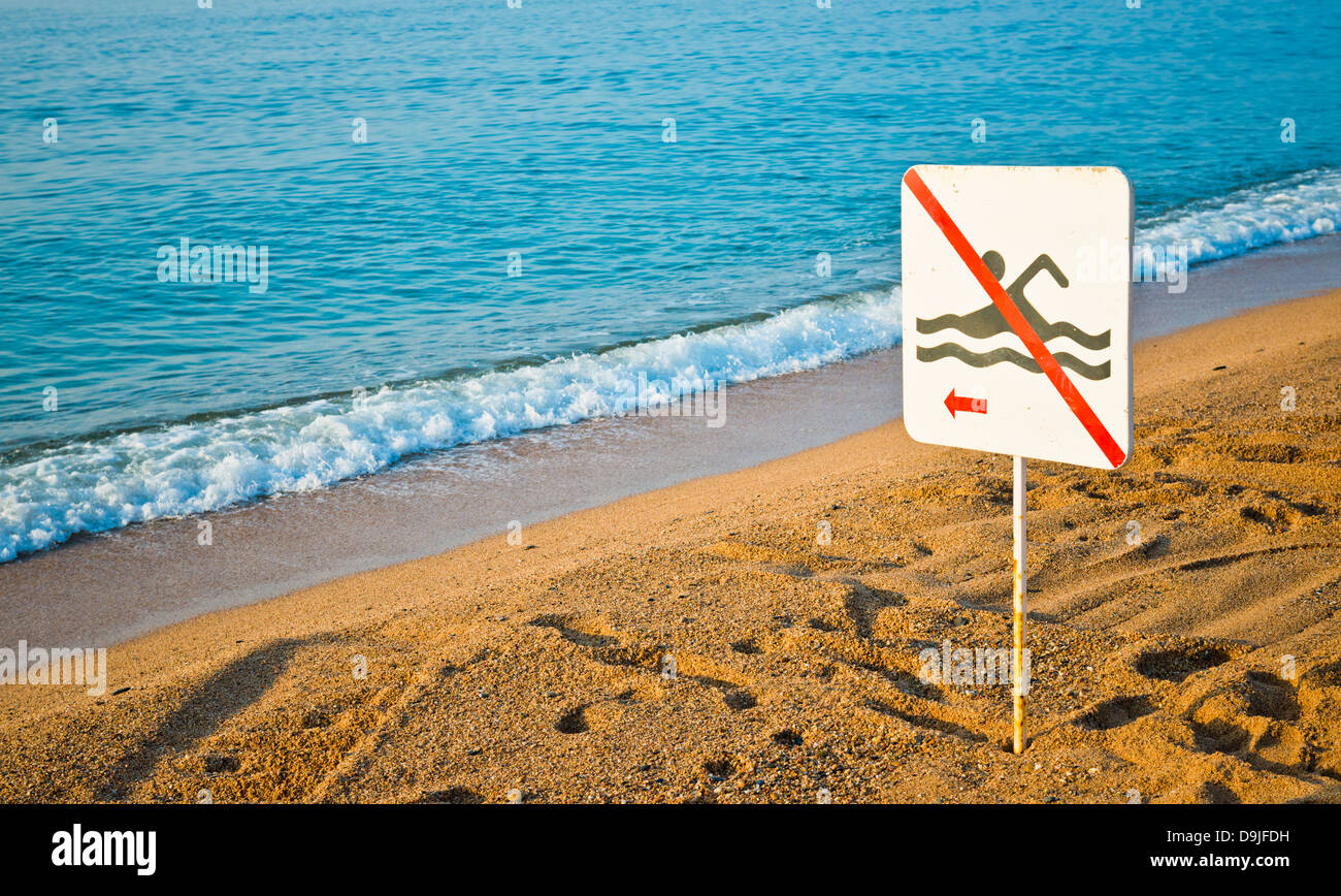 No swimming sign on a beach Stock Photo - Alamy