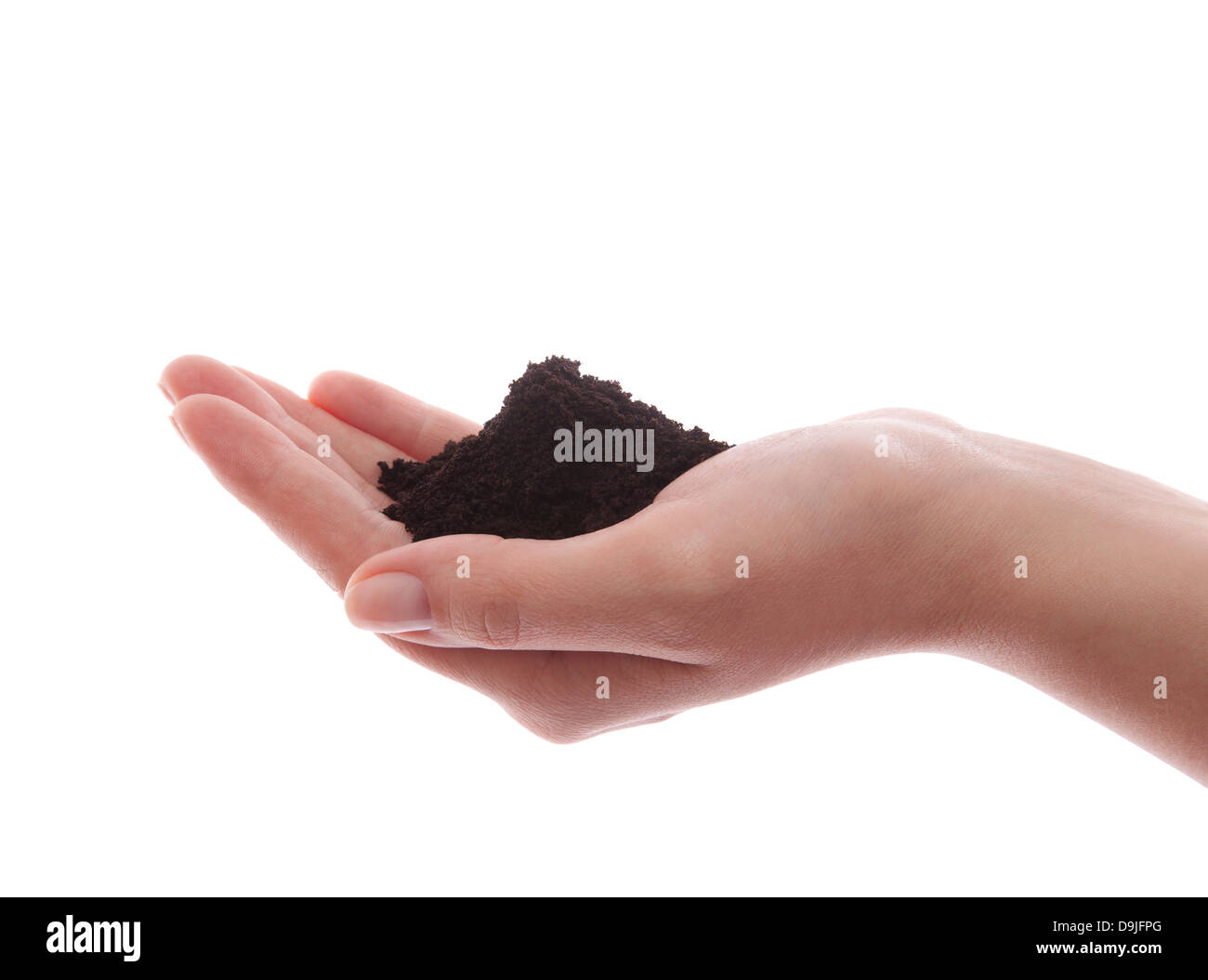 Soil in hand with clipping path Stock Photo - Alamy