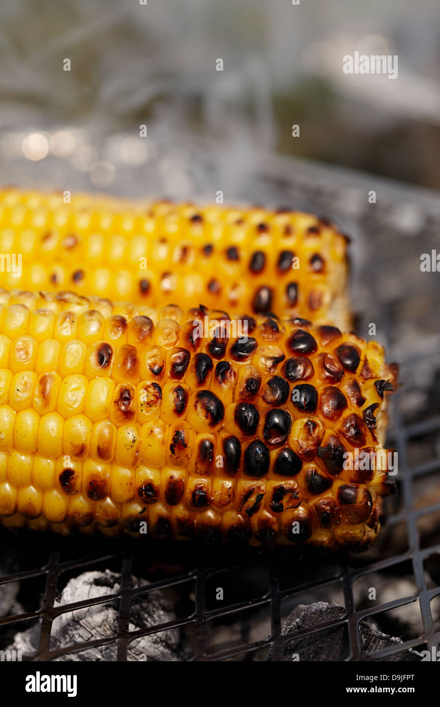 roasted sweet corns on the bbq grill Stock Photo - Alamy