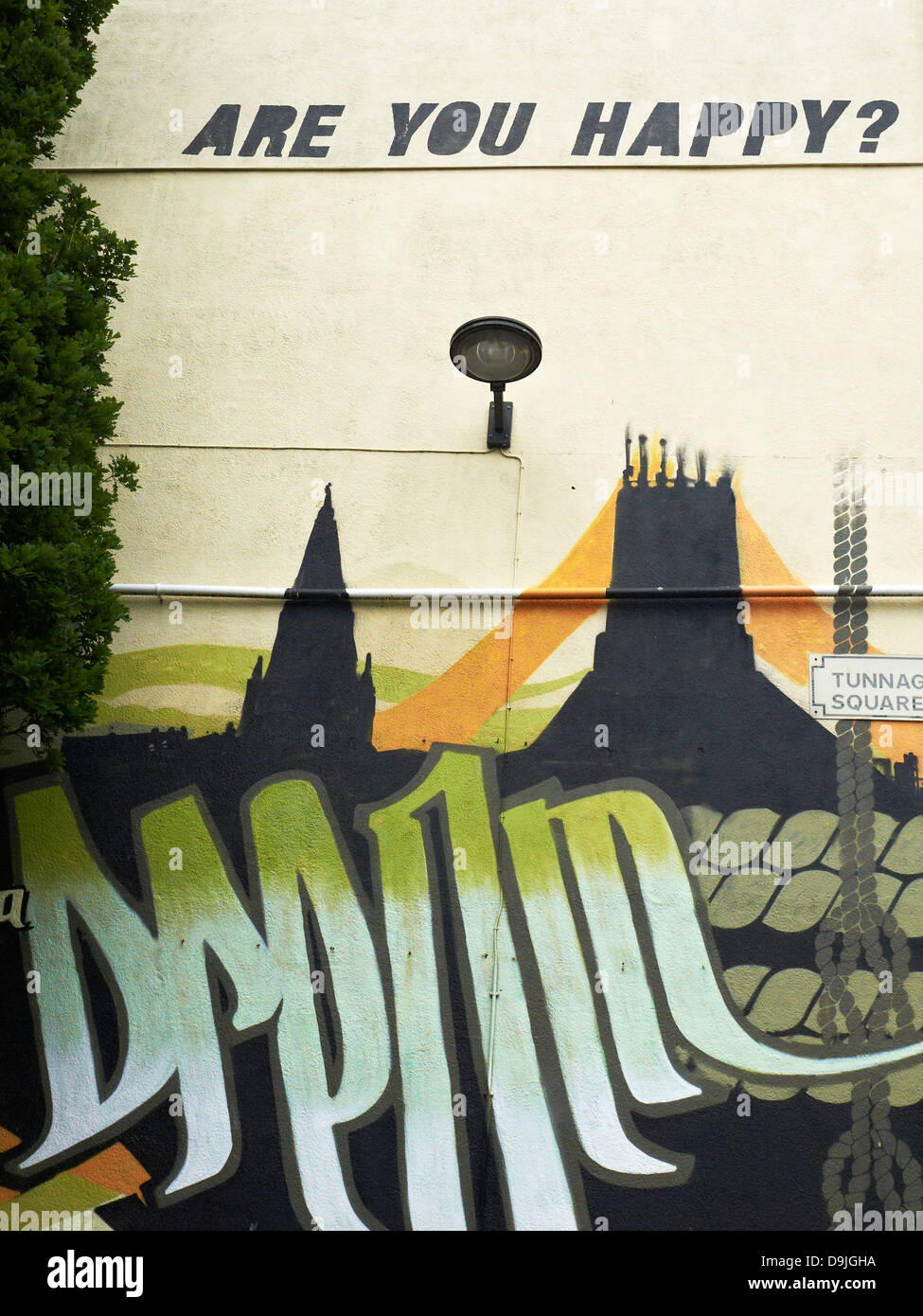 Are you happy? Graffiti on wall in Liverpool UK Stock Photo - Alamy
