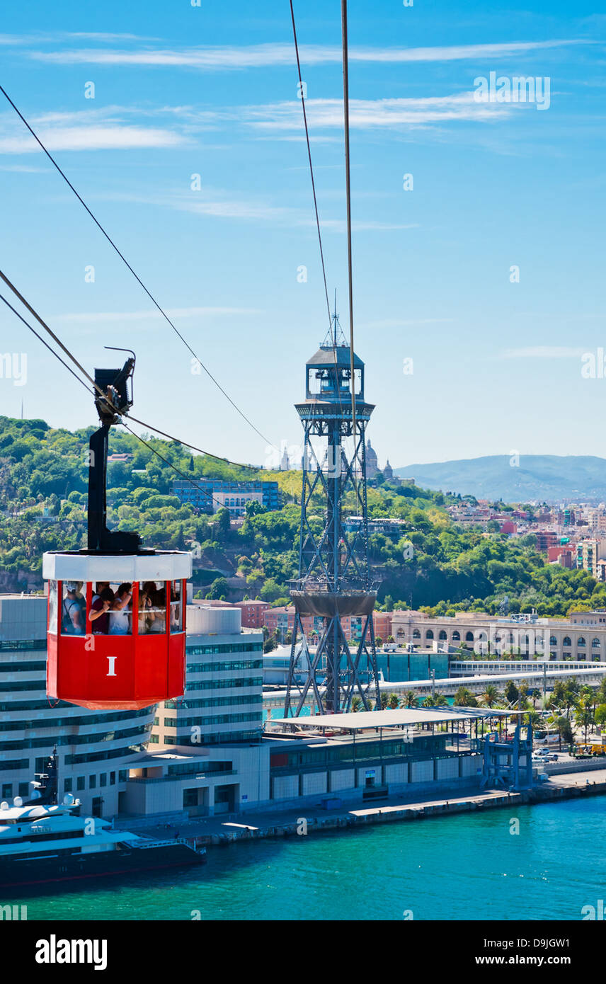 Cablecar over the port in Barcelona, Spain Stock Photo - Alamy
