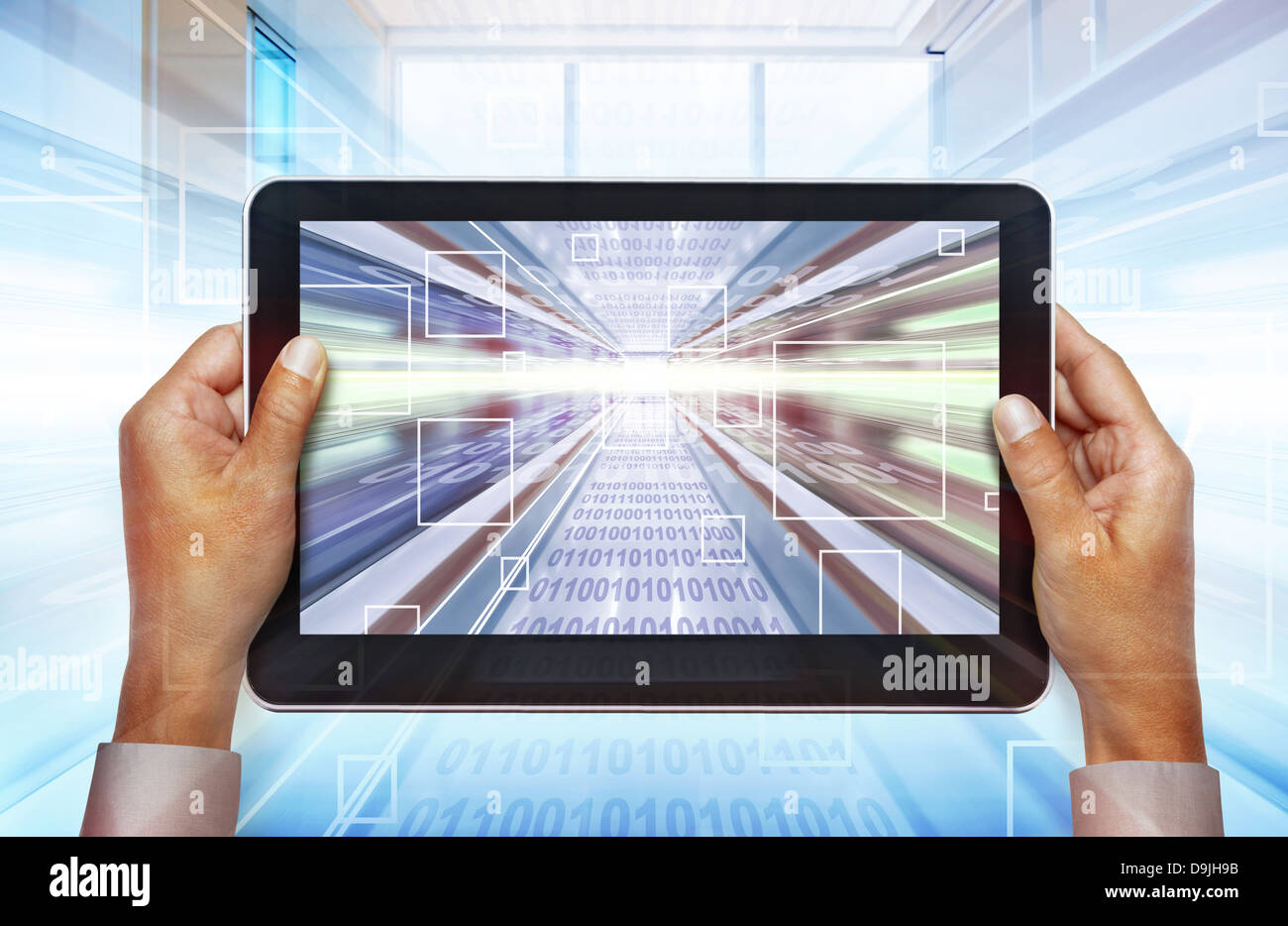 computer background with laptop technologies of the future Stock Photo ...