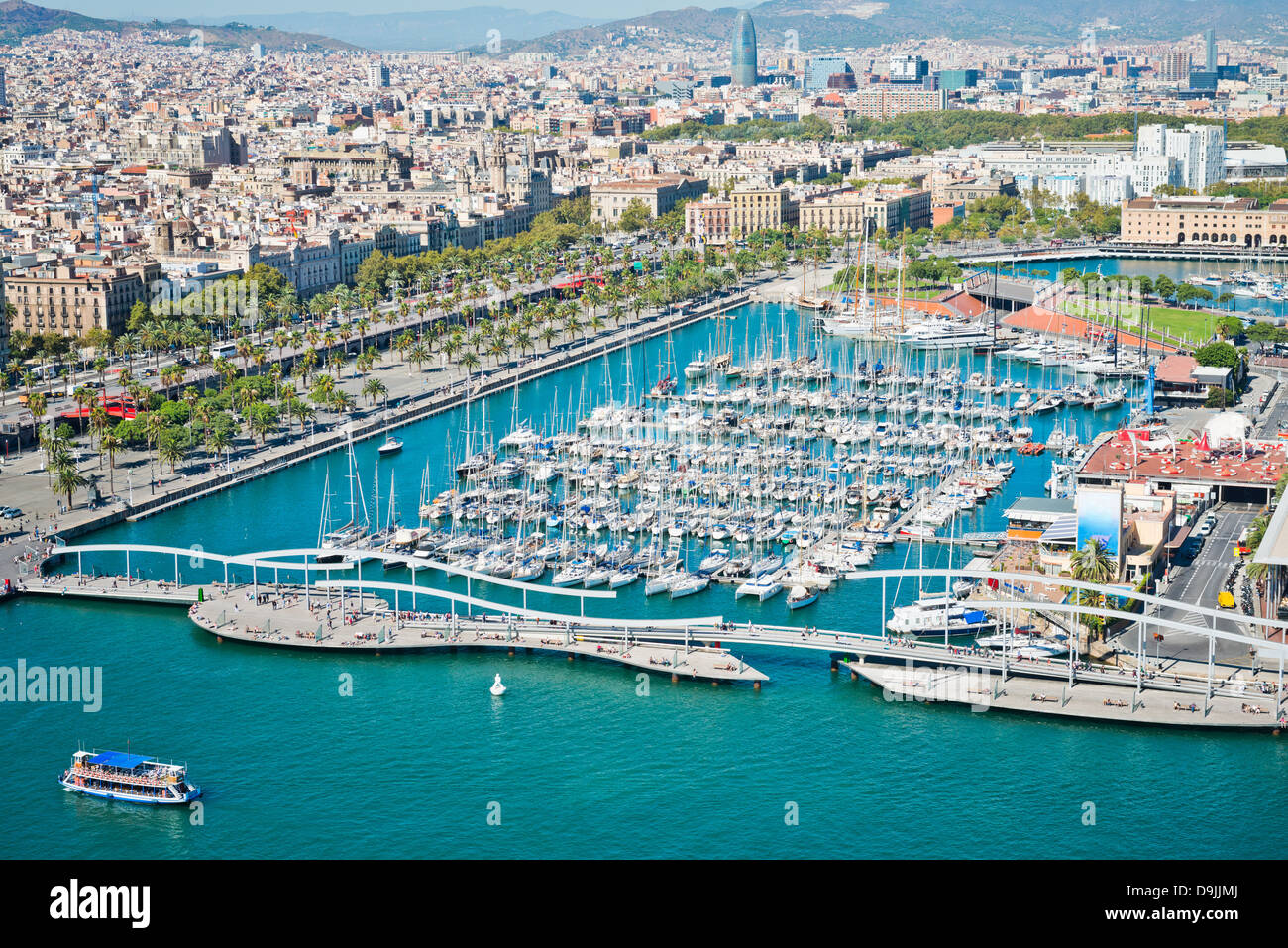 Aerial view of the Harbor district in Barcelona, Spain Stock Photo - Alamy