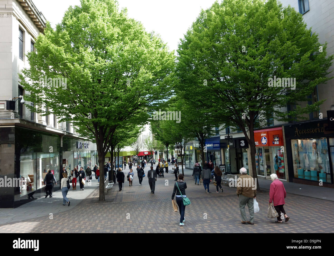 Pedestrianised shopping street in centre of Nottingham, England Stock ...