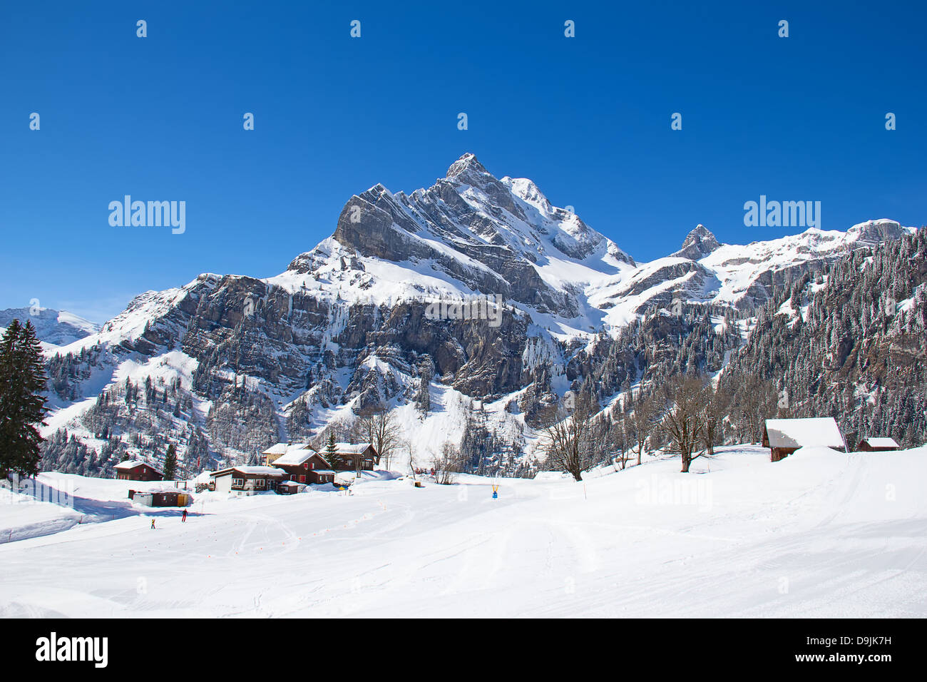 Winter in the swiss alps (Braunwald, Glarus, Switzerland Stock Photo ...