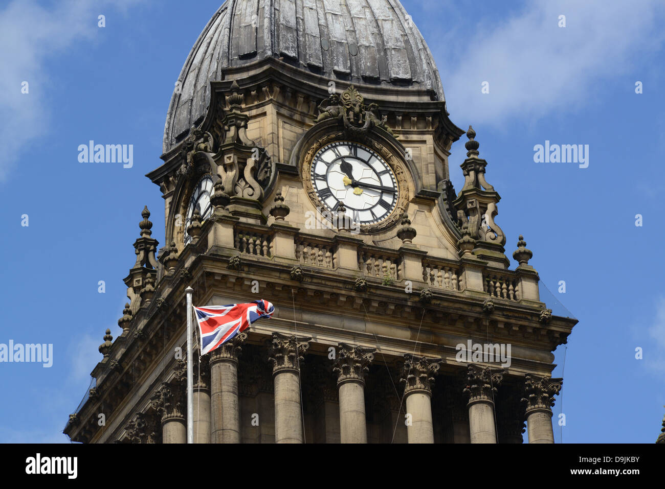 union jack flag flying from leeds town hall built in 1858 designed by ...