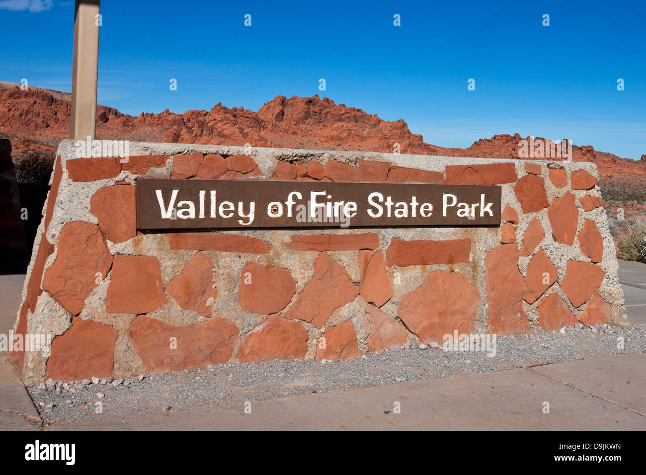 Entrance sign to Valley of Fire State Park, Nevada, United States of ...