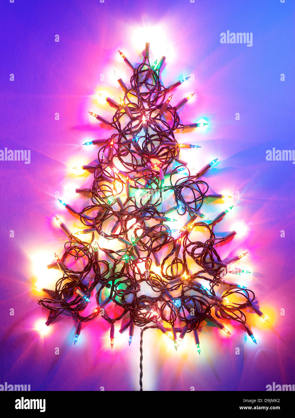 Christmas lights in shape of a Christmas tree Stock Photo - Alamy