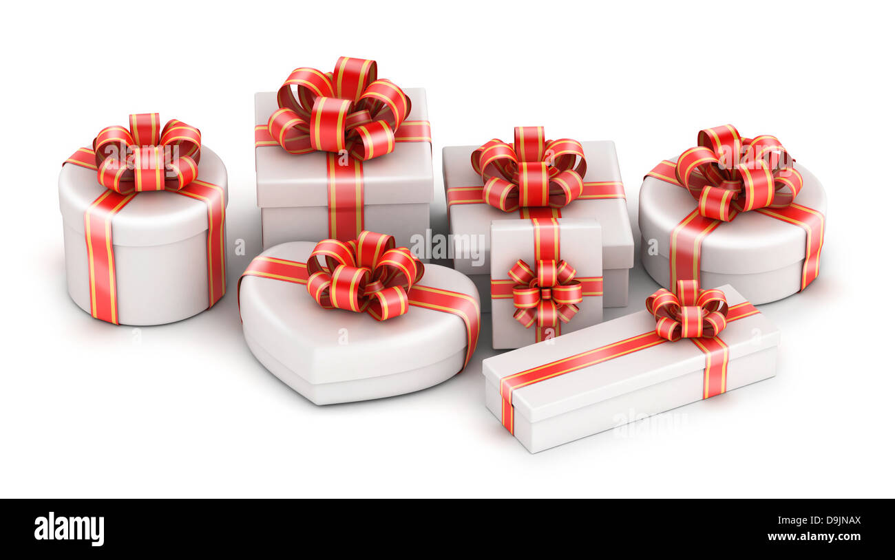 Different shape gift boxes Stock Photo - Alamy