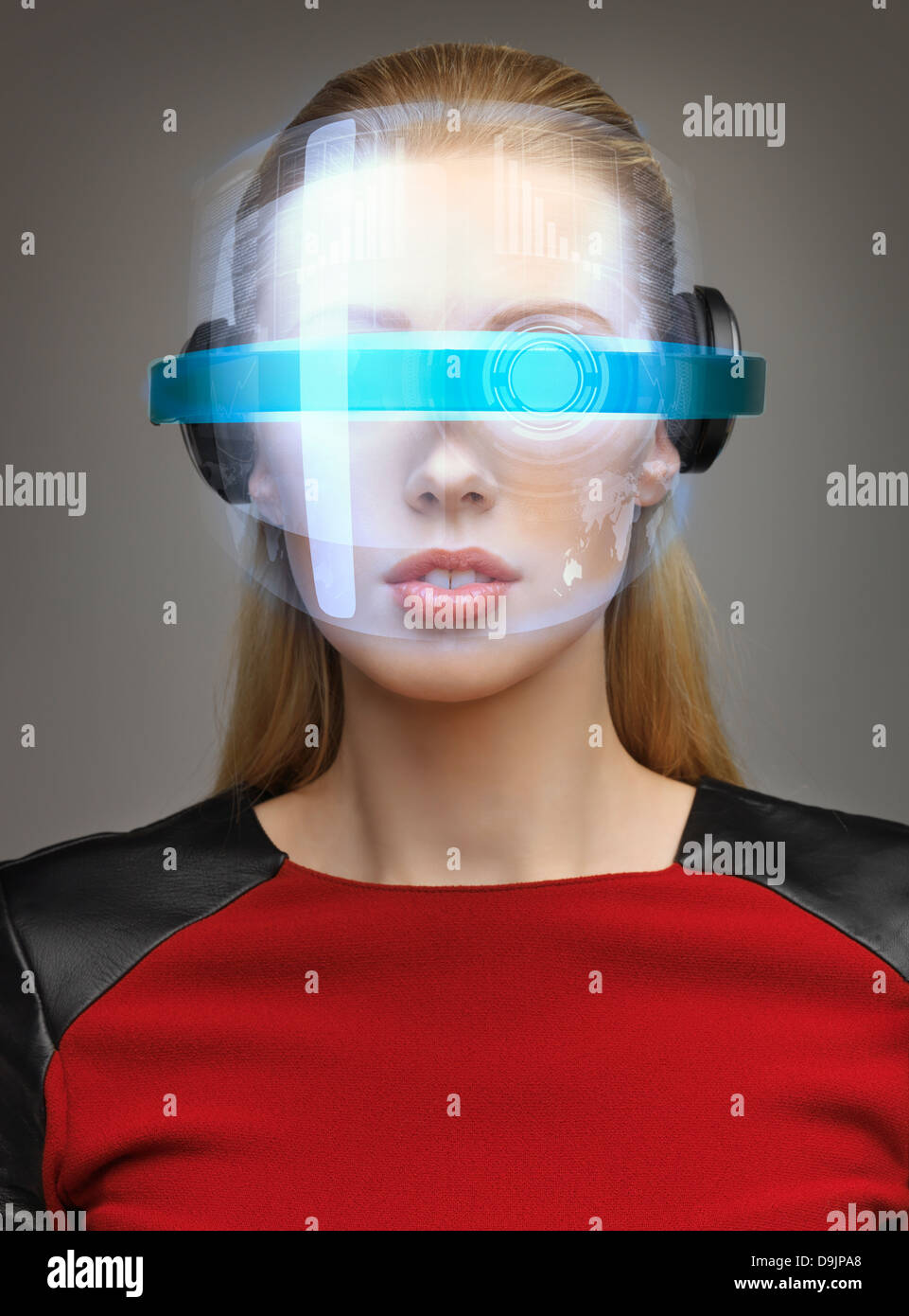 attractive woman with digital glasses Stock Photo - Alamy