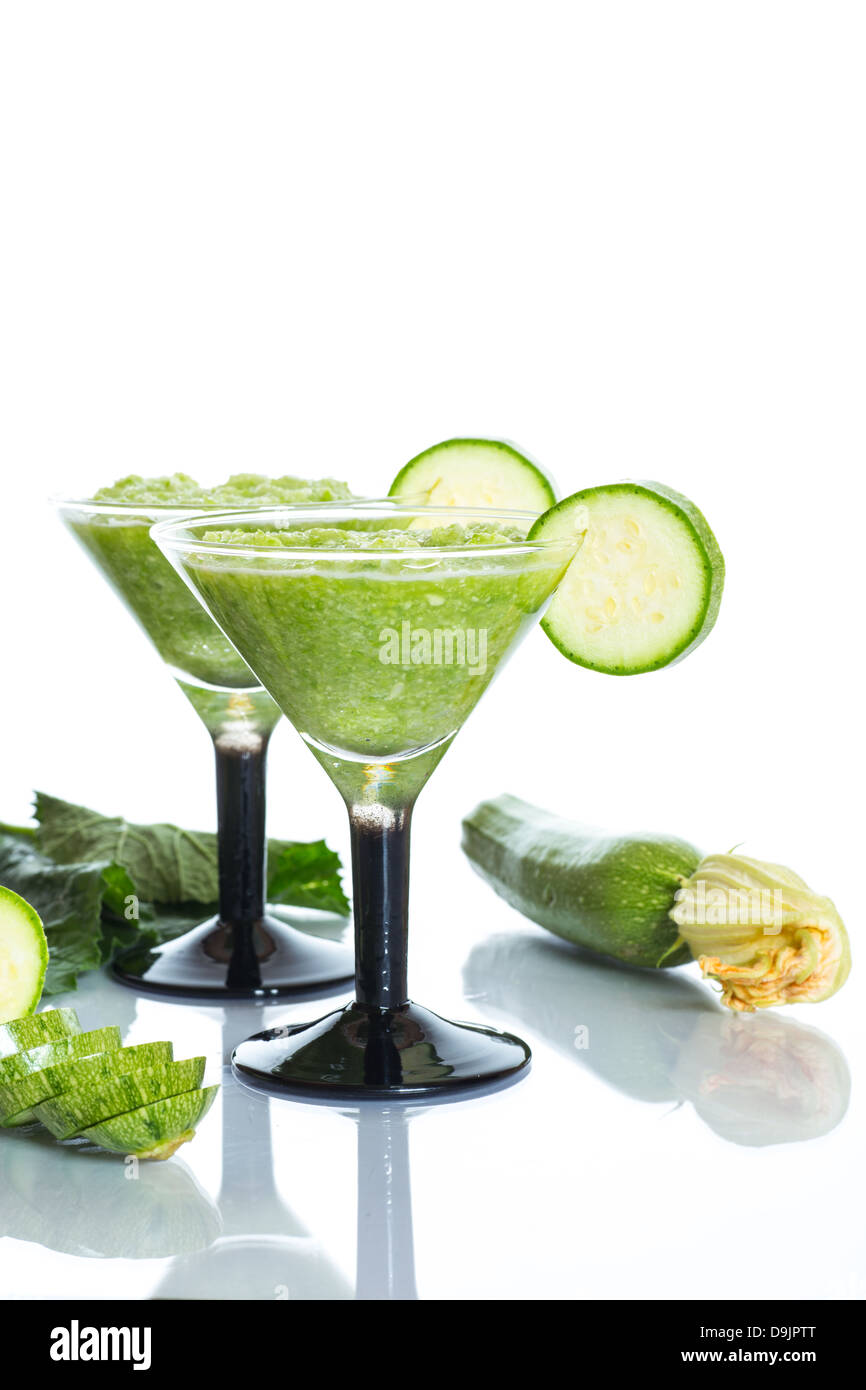 mashed squash in a glass on a white background Stock Photo - Alamy