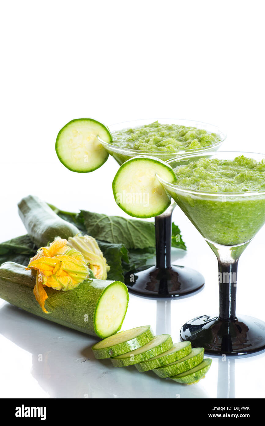 mashed squash in a glass on a white background Stock Photo - Alamy