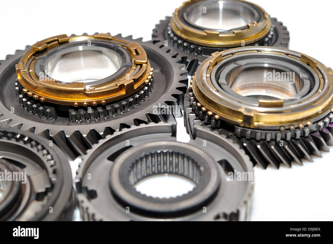 Group of gears on white background Stock Photo - Alamy