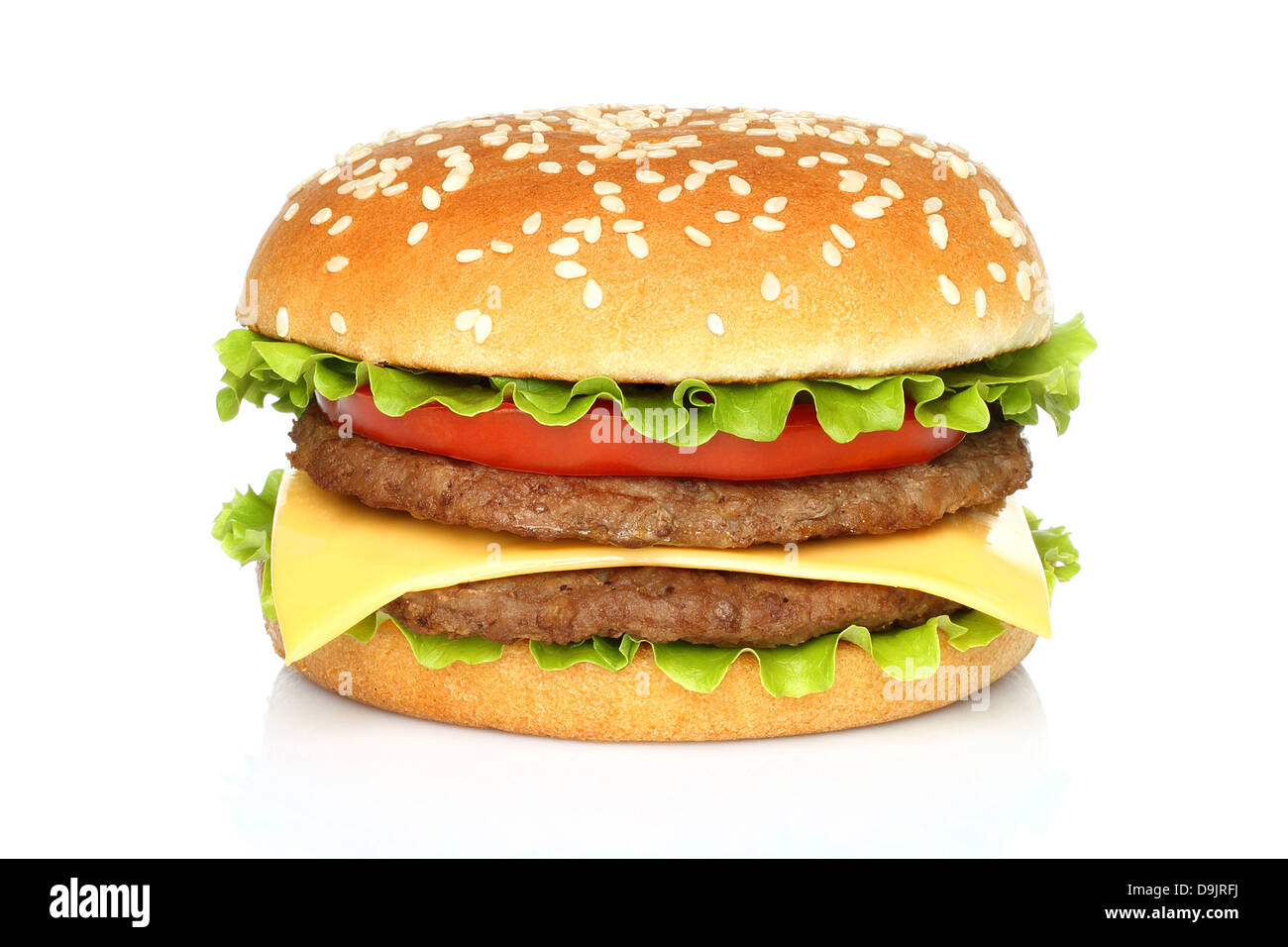 Big hamburger on white background Stock Photo - Alamy