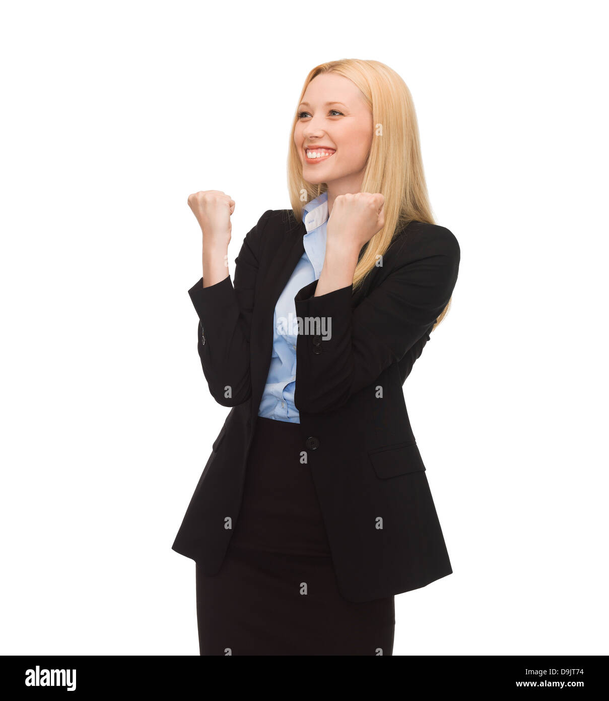 happy woman with hands up Stock Photo - Alamy