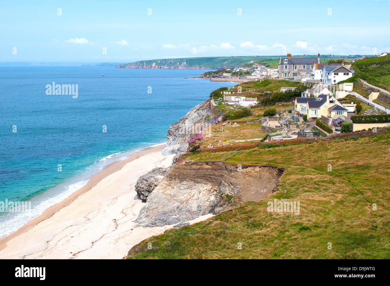 Looking towards Porthleven from Penrose head in Cornwall, UK Stock ...