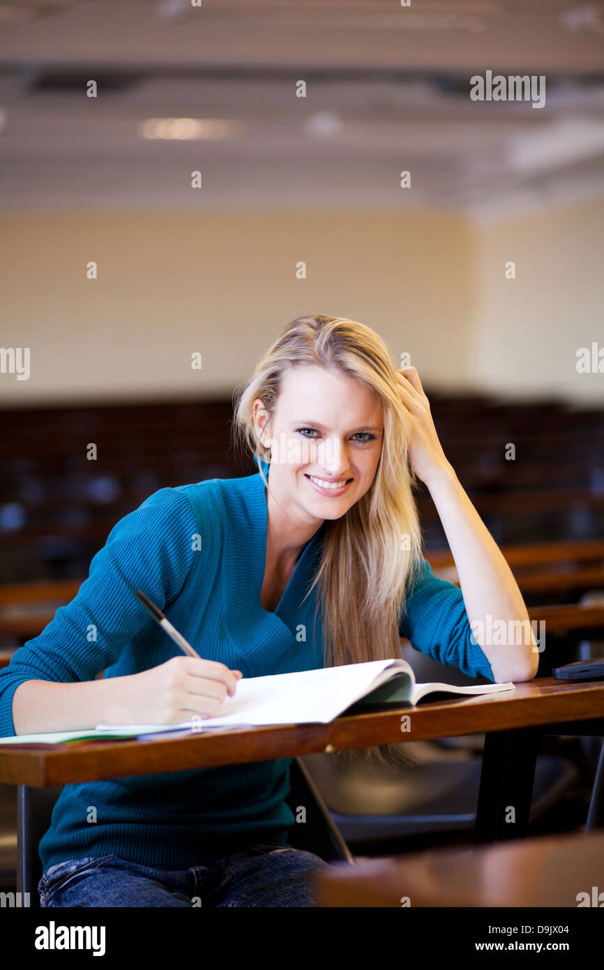 young female college student studying in classroom Stock Photo - Alamy