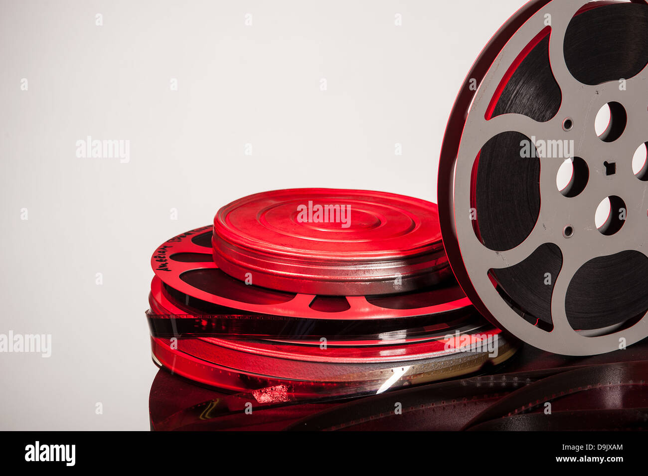 Movie film on spools - film festival concept - space foe text Stock ...
