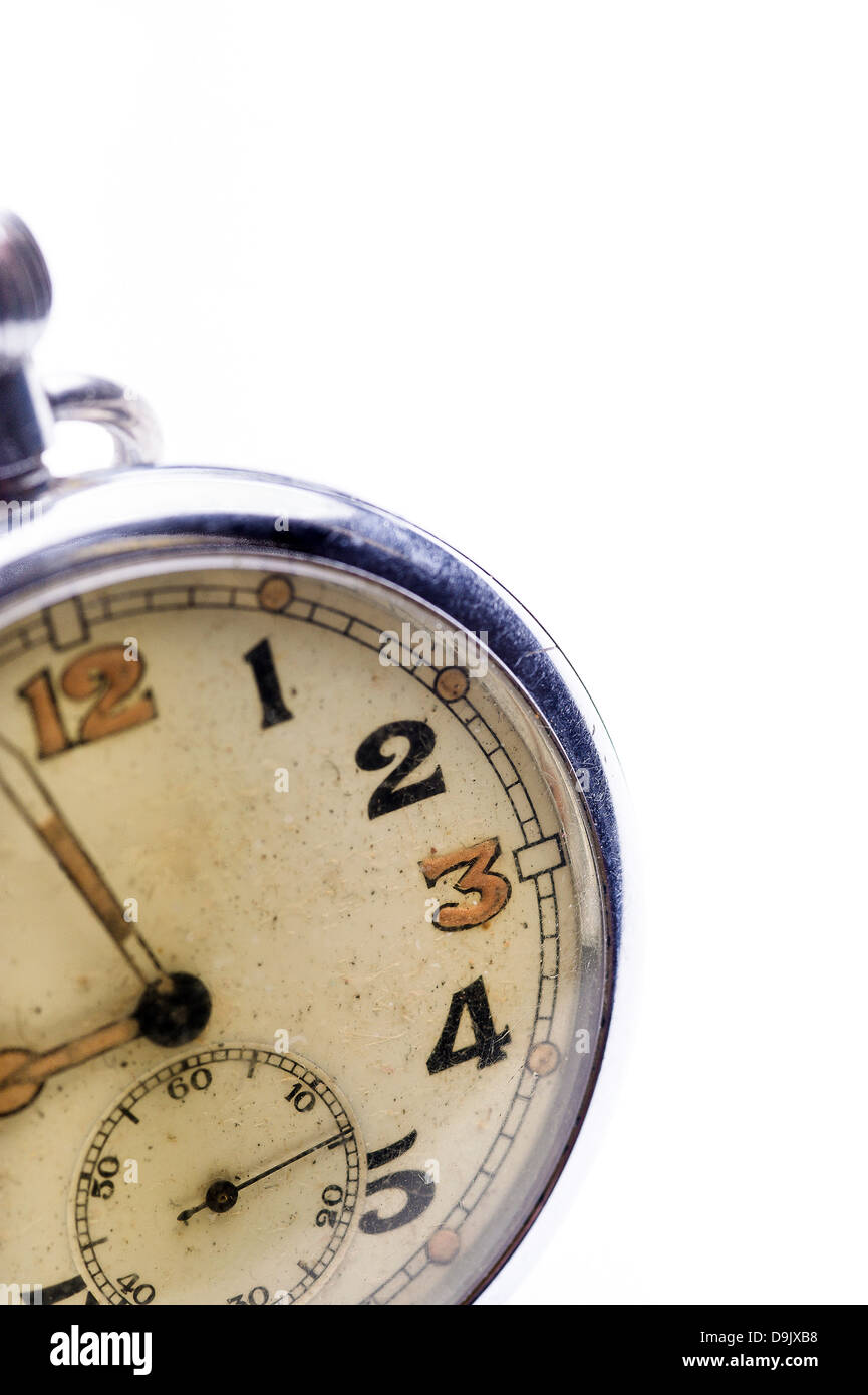 macro detail of shabby vintage pocket watch face - time concept Stock ...