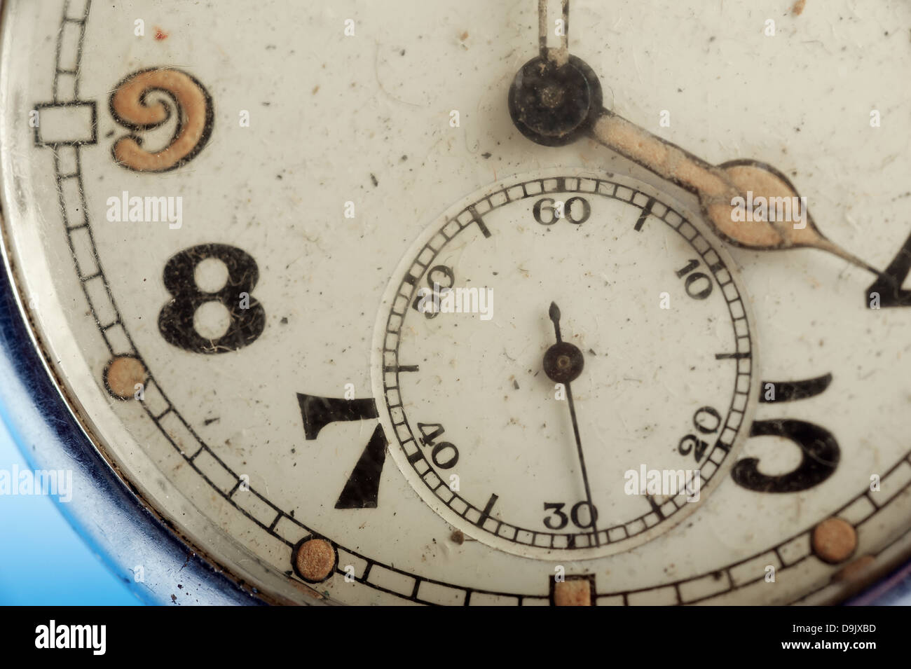 macro detail of shabby vintage pocket watch face - time concept Stock ...