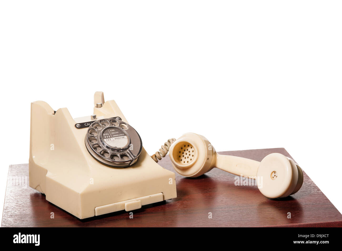 Fifties antique British ivory color bakelite telephone GPO 332L - handset off Stock Photo - Alamy