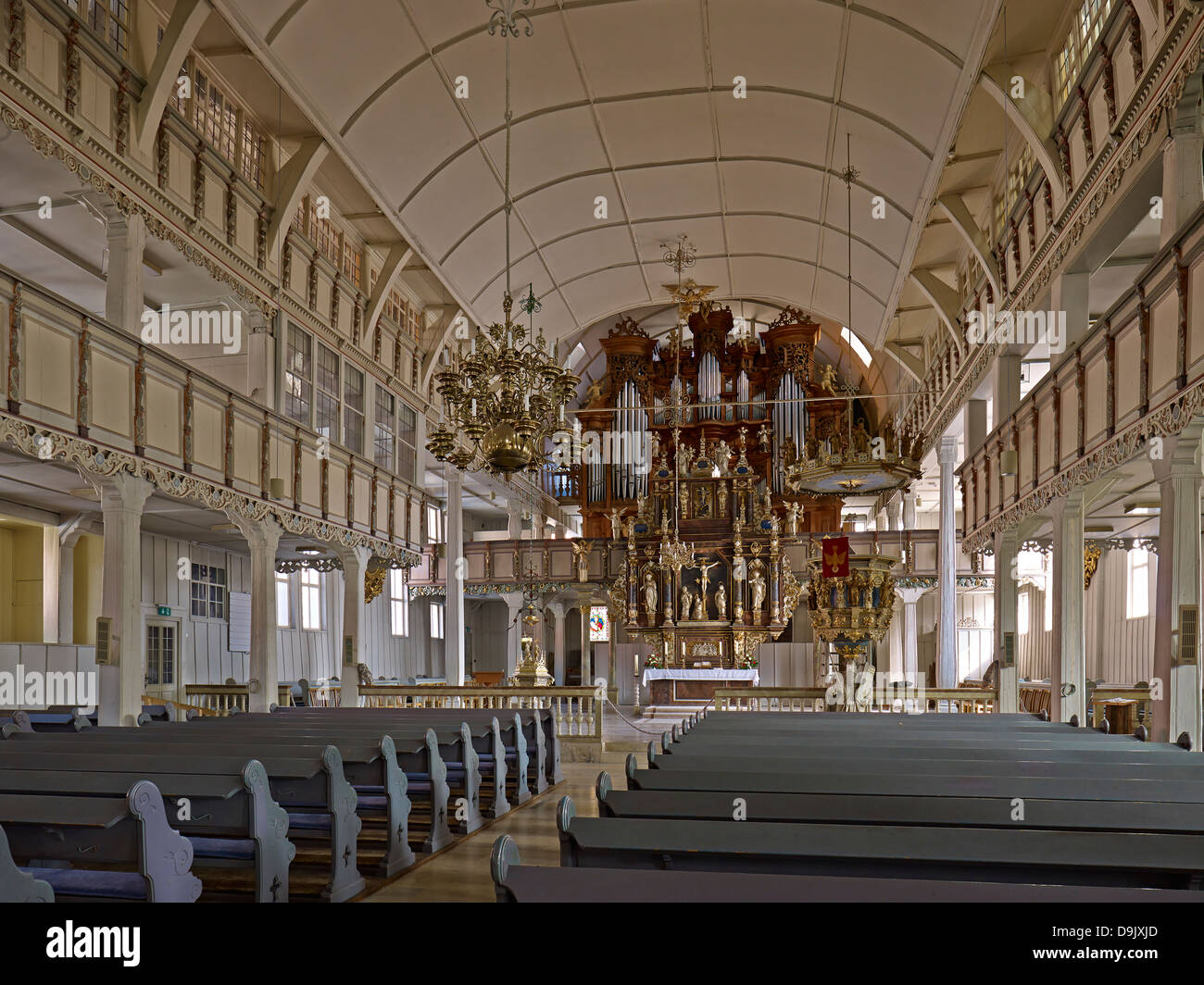 Interior view altar and organ Market Church Holy Spirit in Clausthal ...