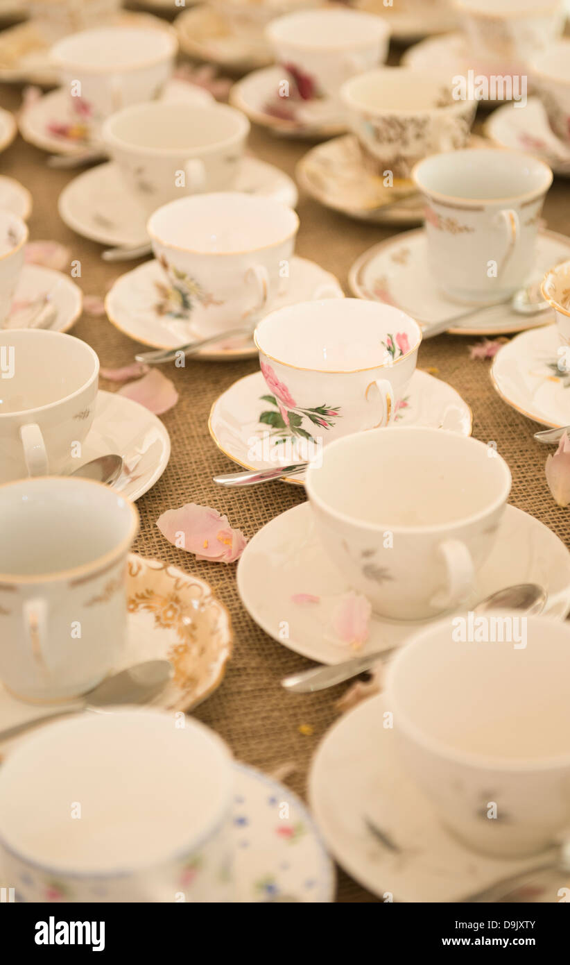 Vintage cups and saucers Stock Photo - Alamy