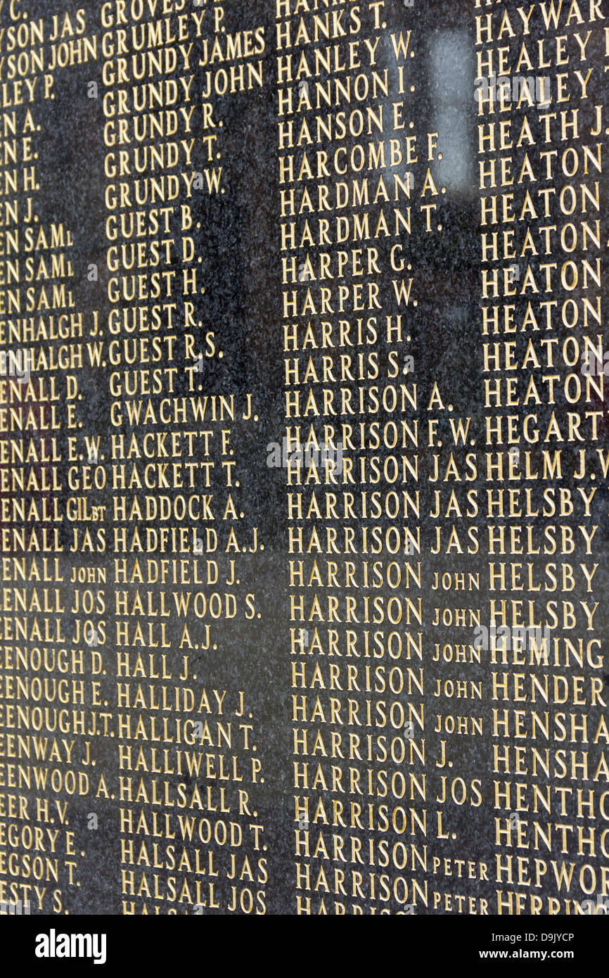 War memorial list of names hi-res stock photography and images - Alamy