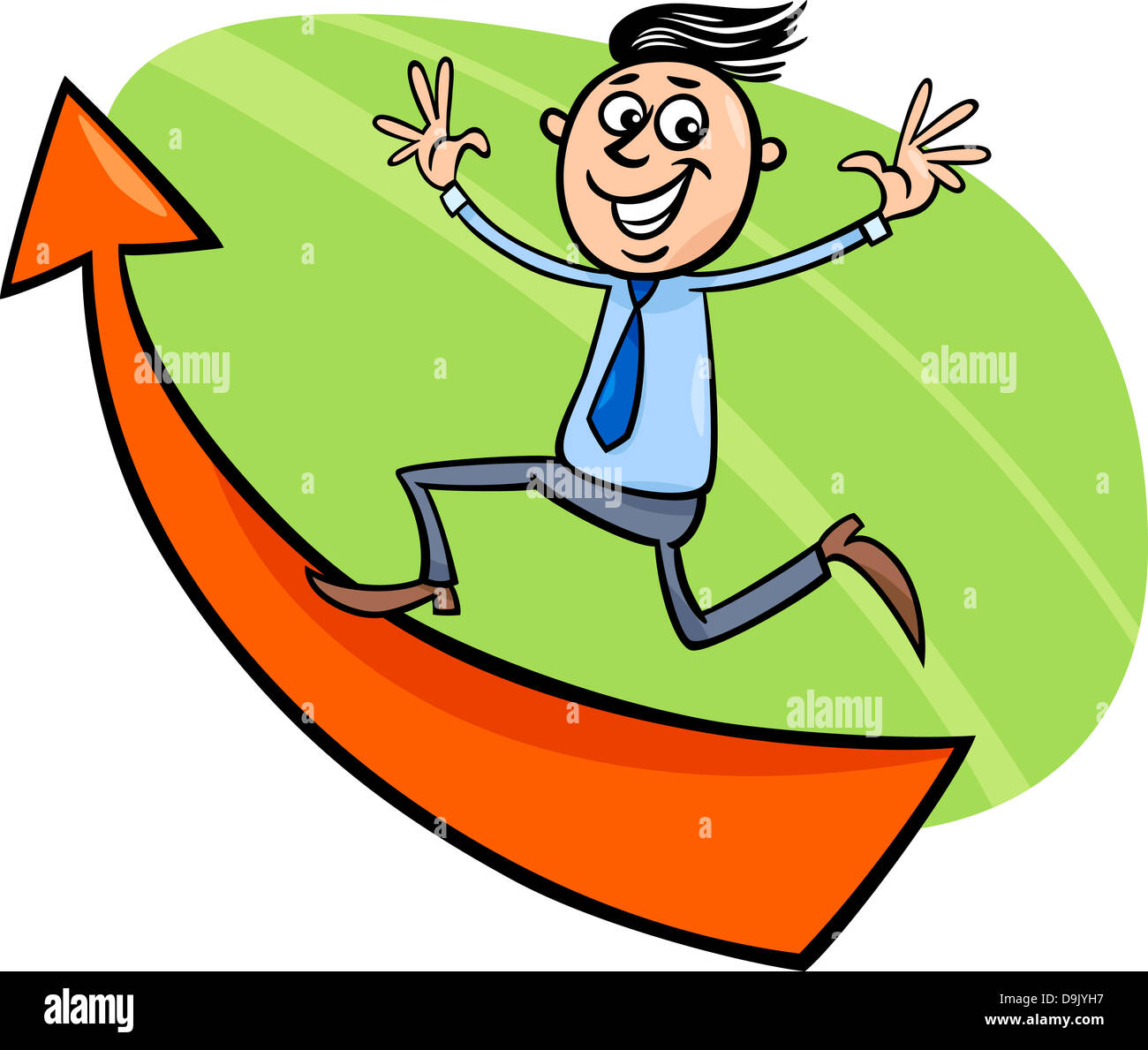 Concept Cartoon Illustration of Happy Man or Businessman Running Up on ...