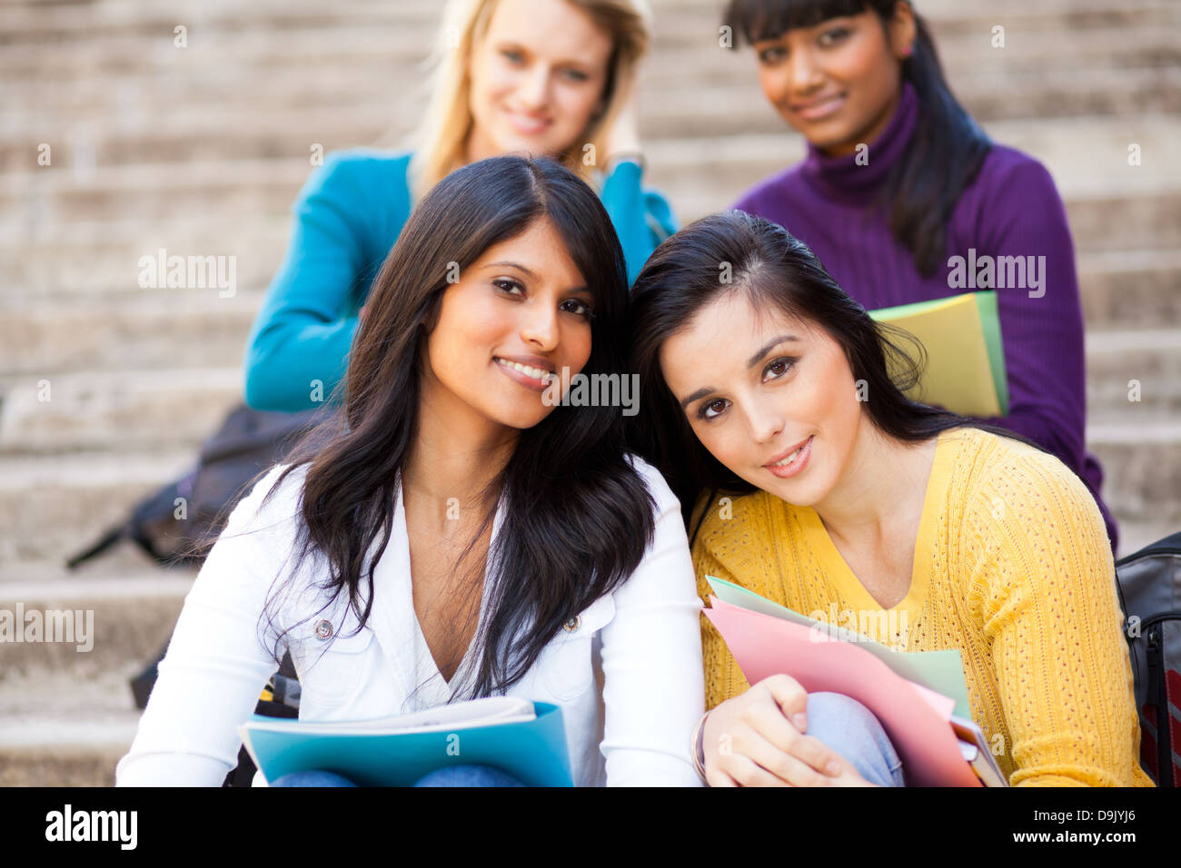 group of young female university friends Stock Photo - Alamy
