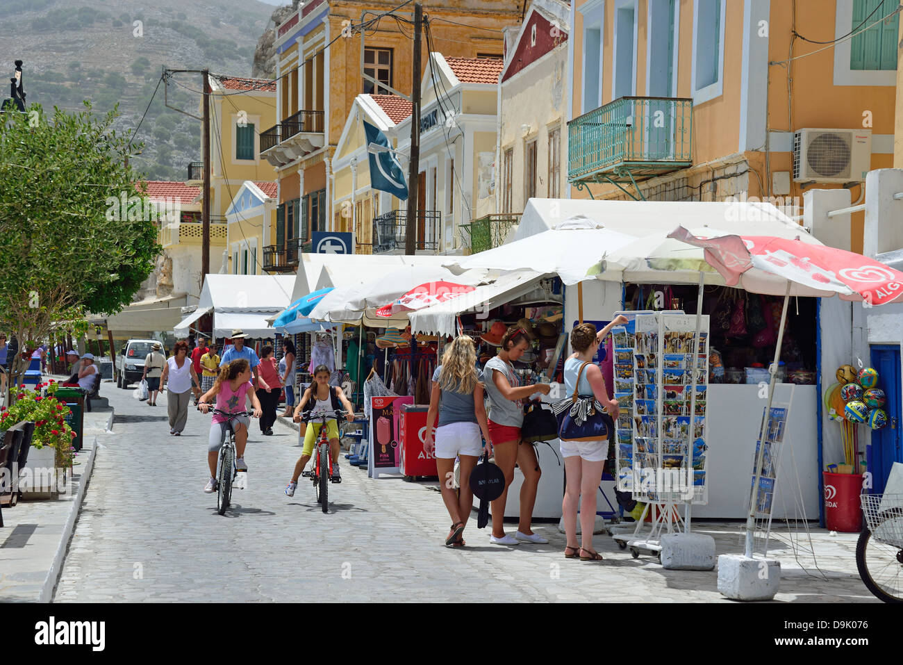 Tourist shops on waterfront, Symi (Simi), Rhodes (Rodos) Region, The ...