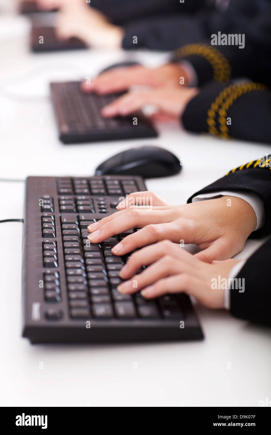 closeup of group of high school students typing on keyboard Stock Photo ...