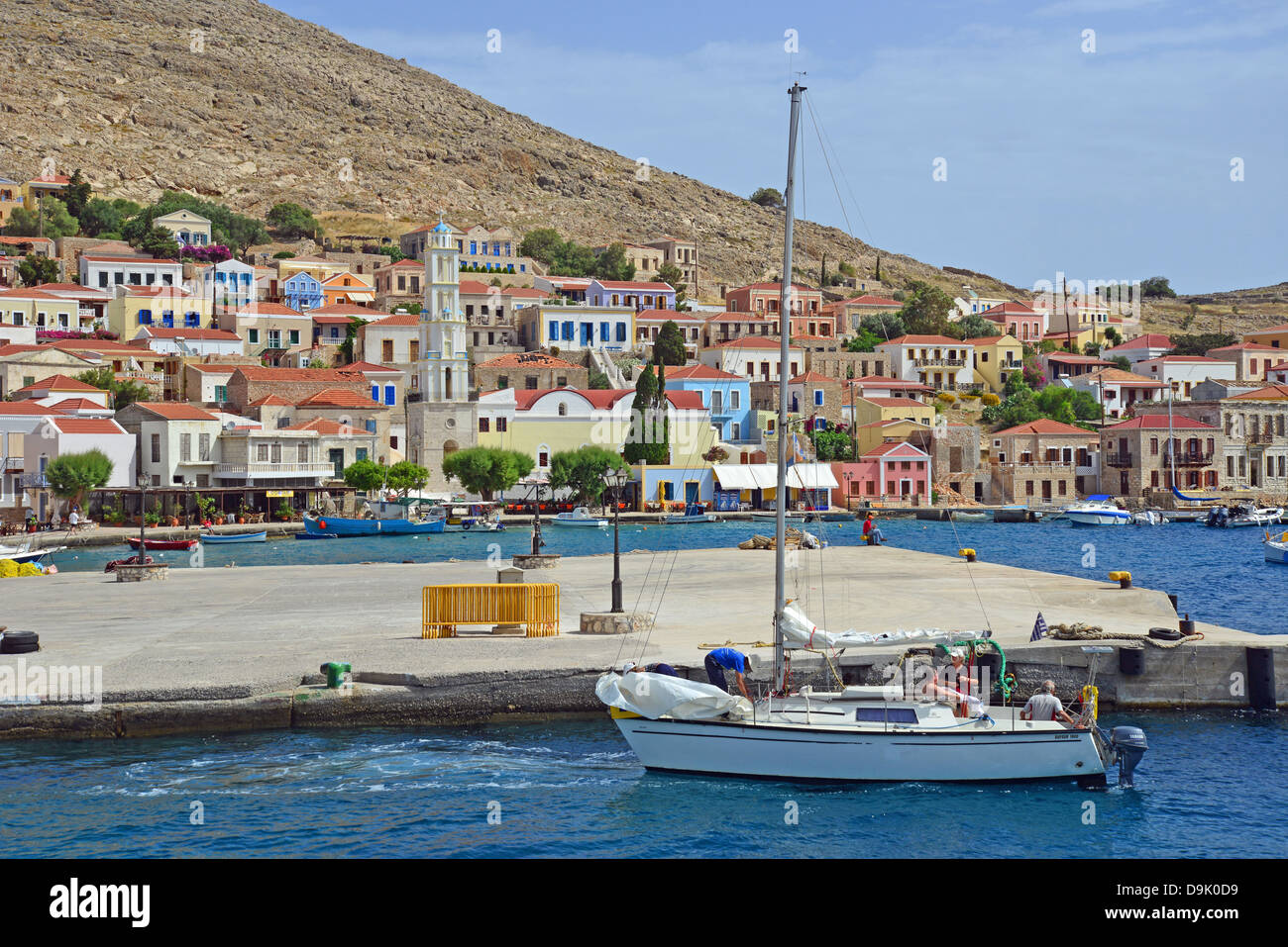 Waterfront, Port of Emporio, Halki (Chalki), Rhodes (Rodos) Region, The ...