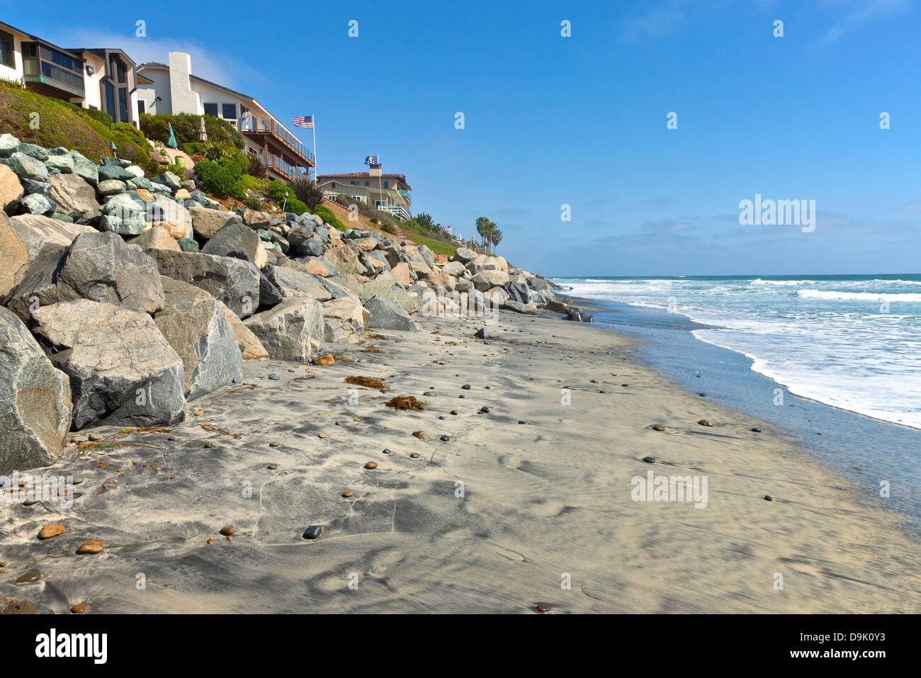 Stacks of large rocks erosion control California beaches Stock Photo ...