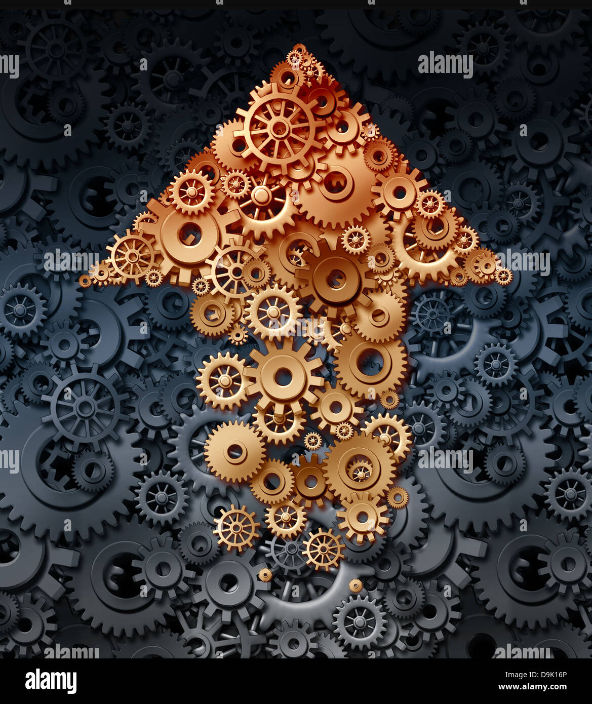 Growing industry with a group of gears and cogs coming together to form ...