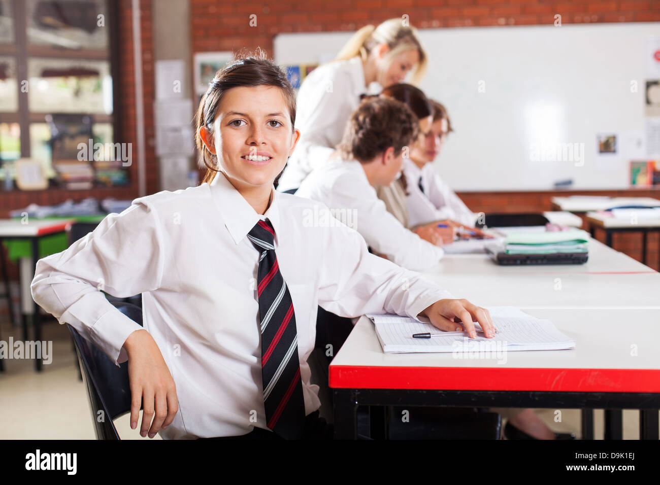 cute female high school student in classroom Stock Photo - Alamy