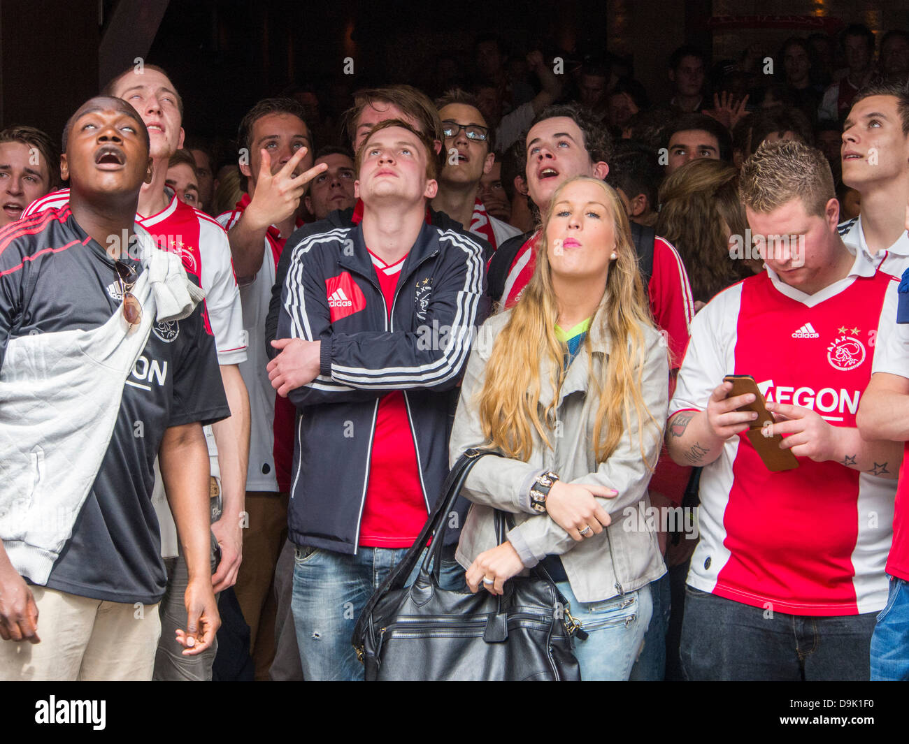 Ajax football club fans celebrate their club winning the chapionship in ...