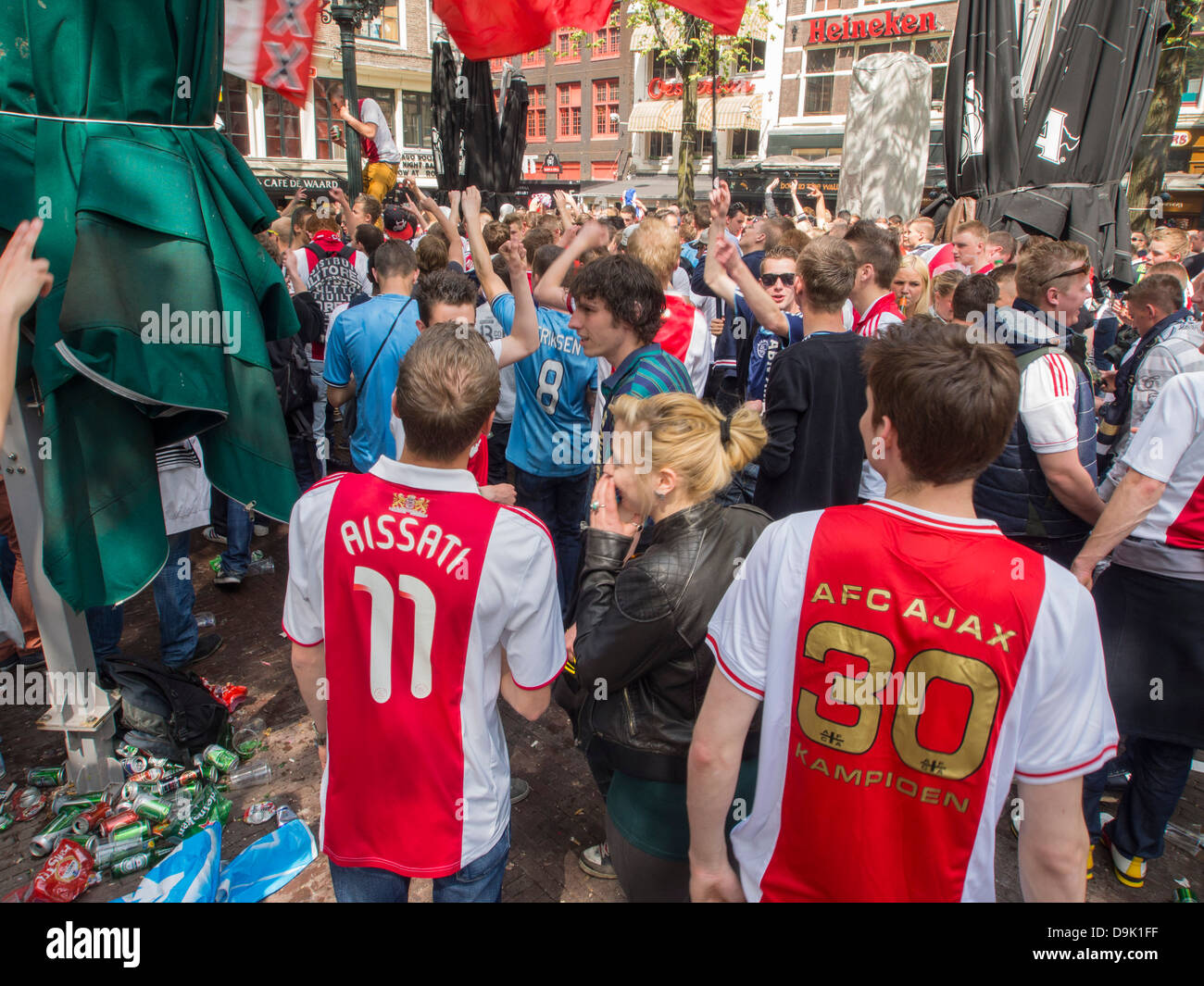 Ajax football club fans celebrate their club winning the chapionship in ...
