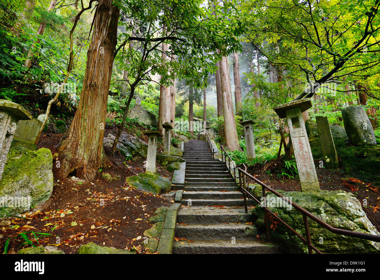 Walking trail to Yamadera Mountain Temple in Yamagata, Japan Stock ...