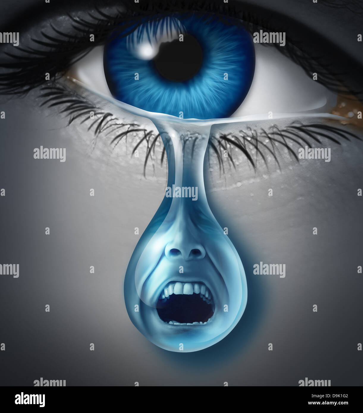 Tear Falling From Eye