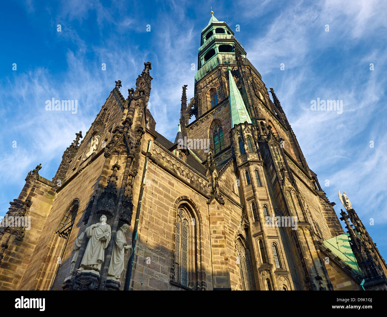 St. Mary's Church and Cathedral in Zwickau with statues of Luther and ...