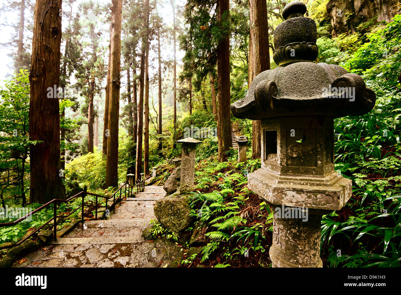 Walking trail to Yamadera Mountain Temple in Yamagata, Japan Stock ...