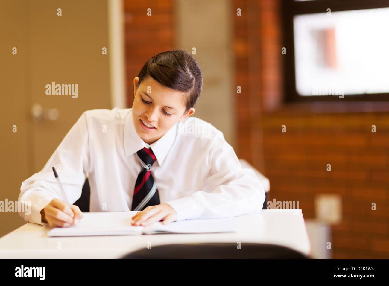 beautiful high school girl studying in classroom Stock Photo - Alamy