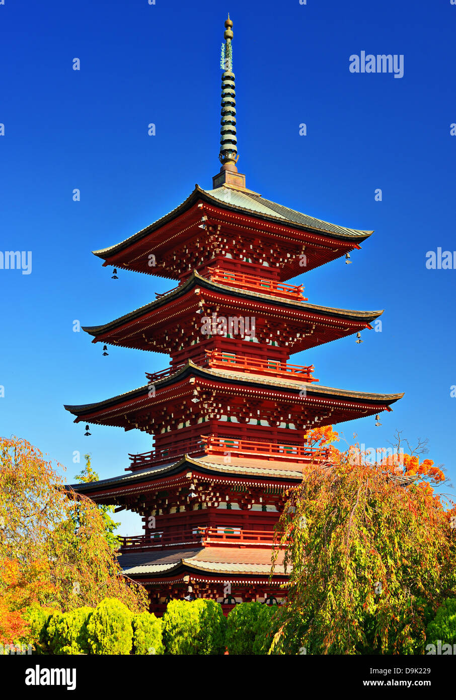 The five-story pagoda of Saishoin Temple in Hirosaki, Japan was built ...