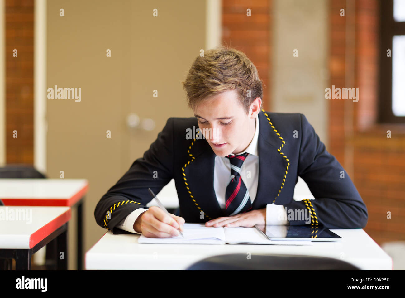 high school boy studying in classroom Stock Photo - Alamy