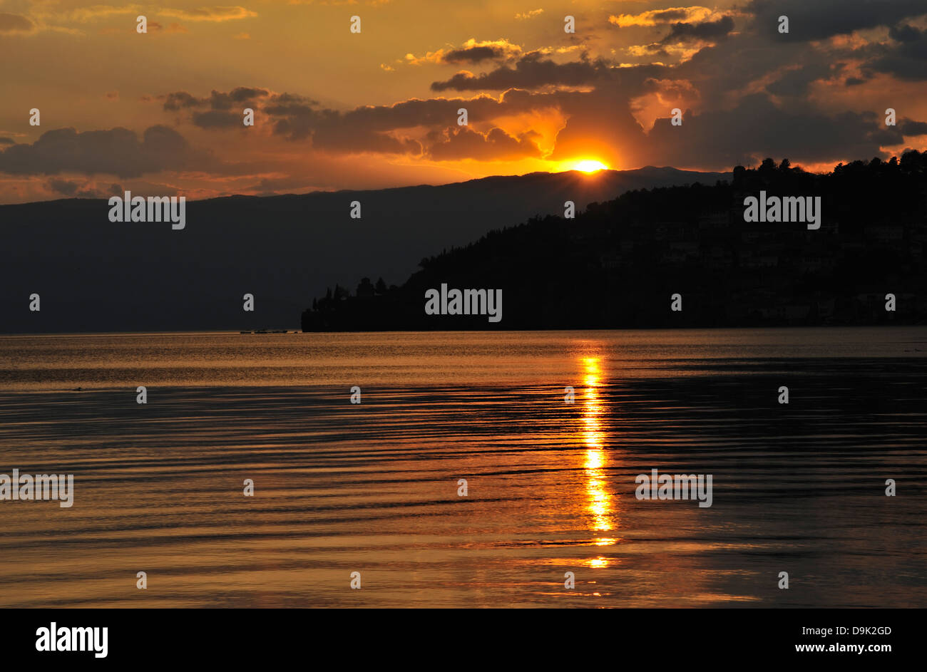 Lake Ohrid at sunset, Macedonia Stock Photo - Alamy